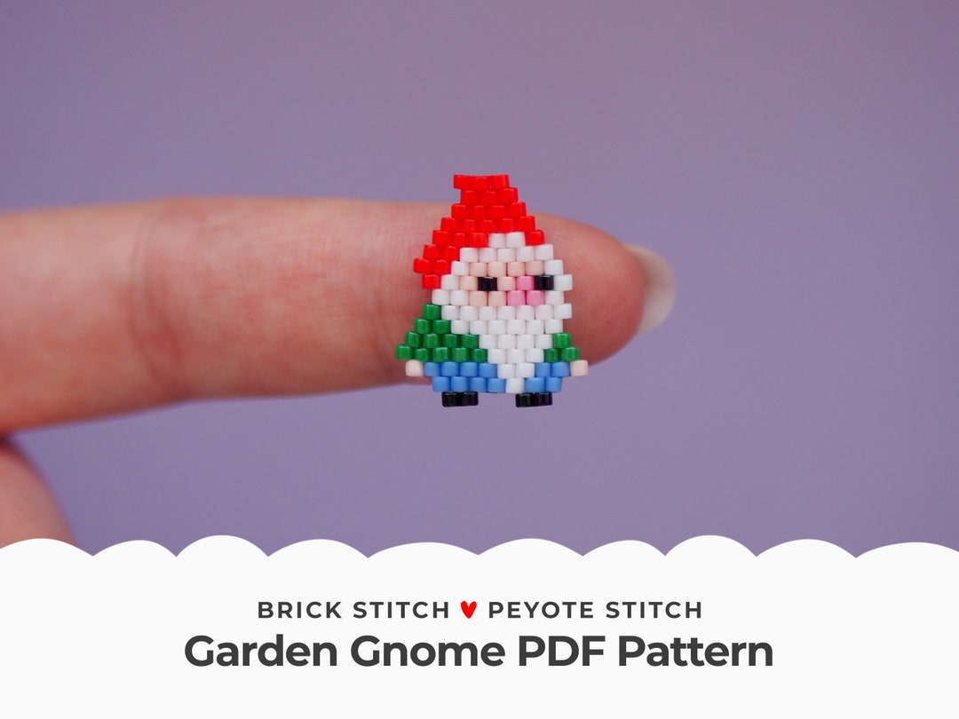Garden Gnome Brick Stitch Pattern, Cute Dwarf Peyote Stitch Earrings ...