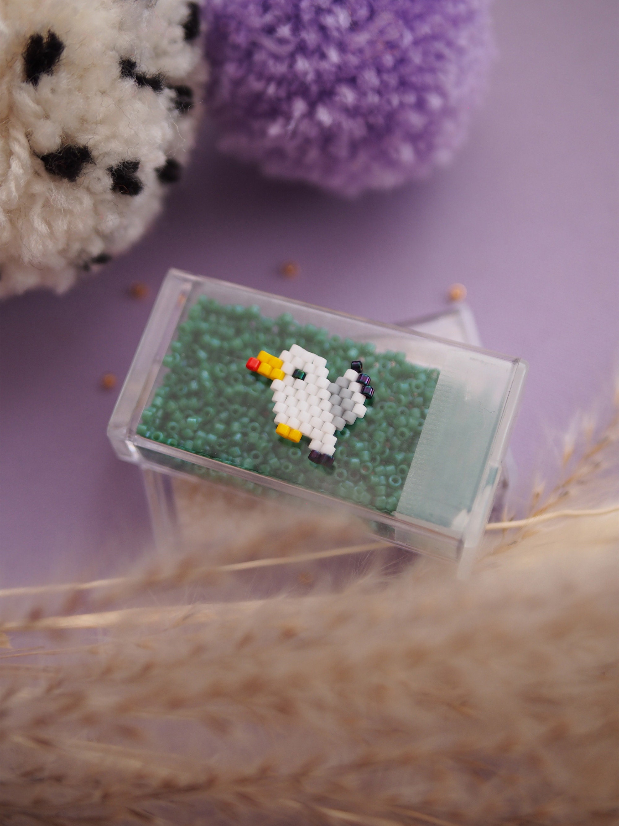 Seagull Brick Stitch Pattern, Mini Sea White Bird Peyote Stitch ...