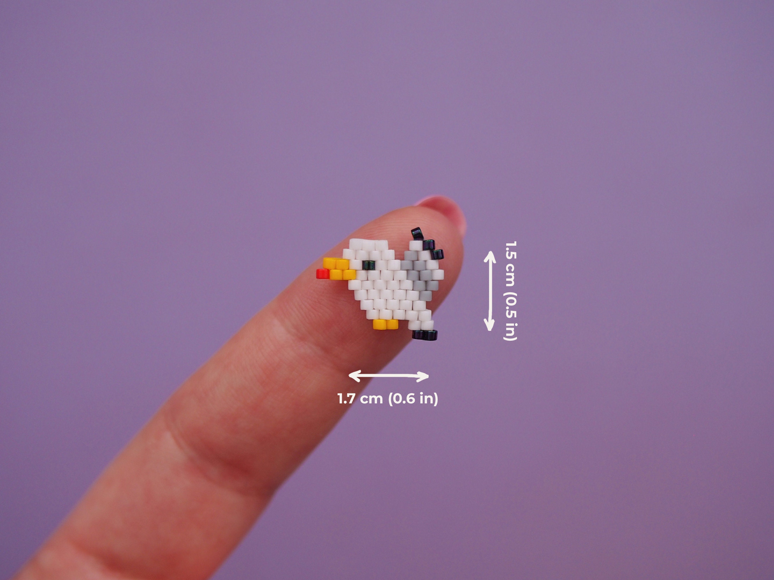 Seagull Brick Stitch Pattern, Mini Sea White Bird Peyote Stitch ...