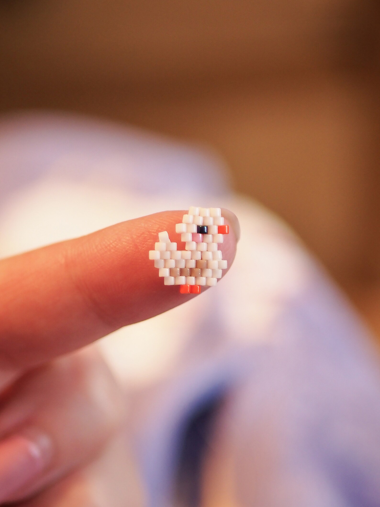 Goose Beaded Charm, Gosling Brick Stitch Pattern, DIY Peyote Stitch ...