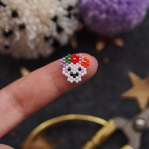 Dia De Los Muertos Skull With Flowers Brick Stitch Pattern, Mini ...