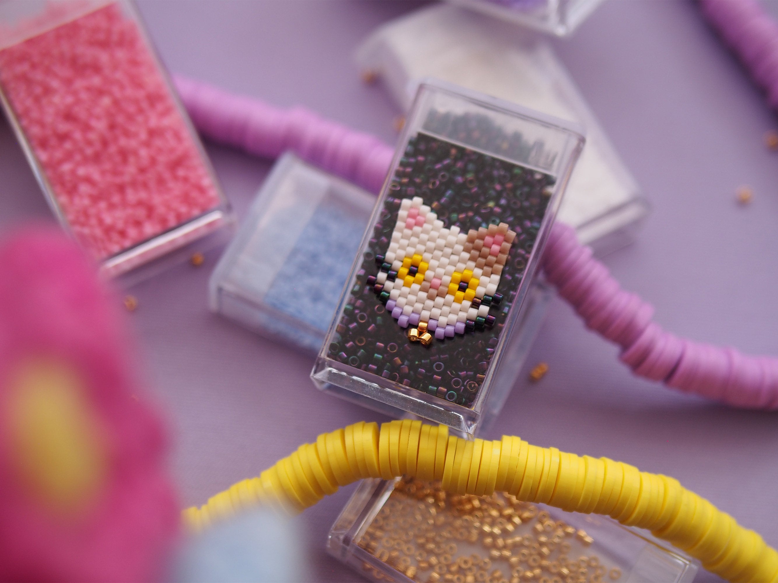 White Cat Brick Stitch Pattern, Cute Animal Peyote Stitch Earrings ...