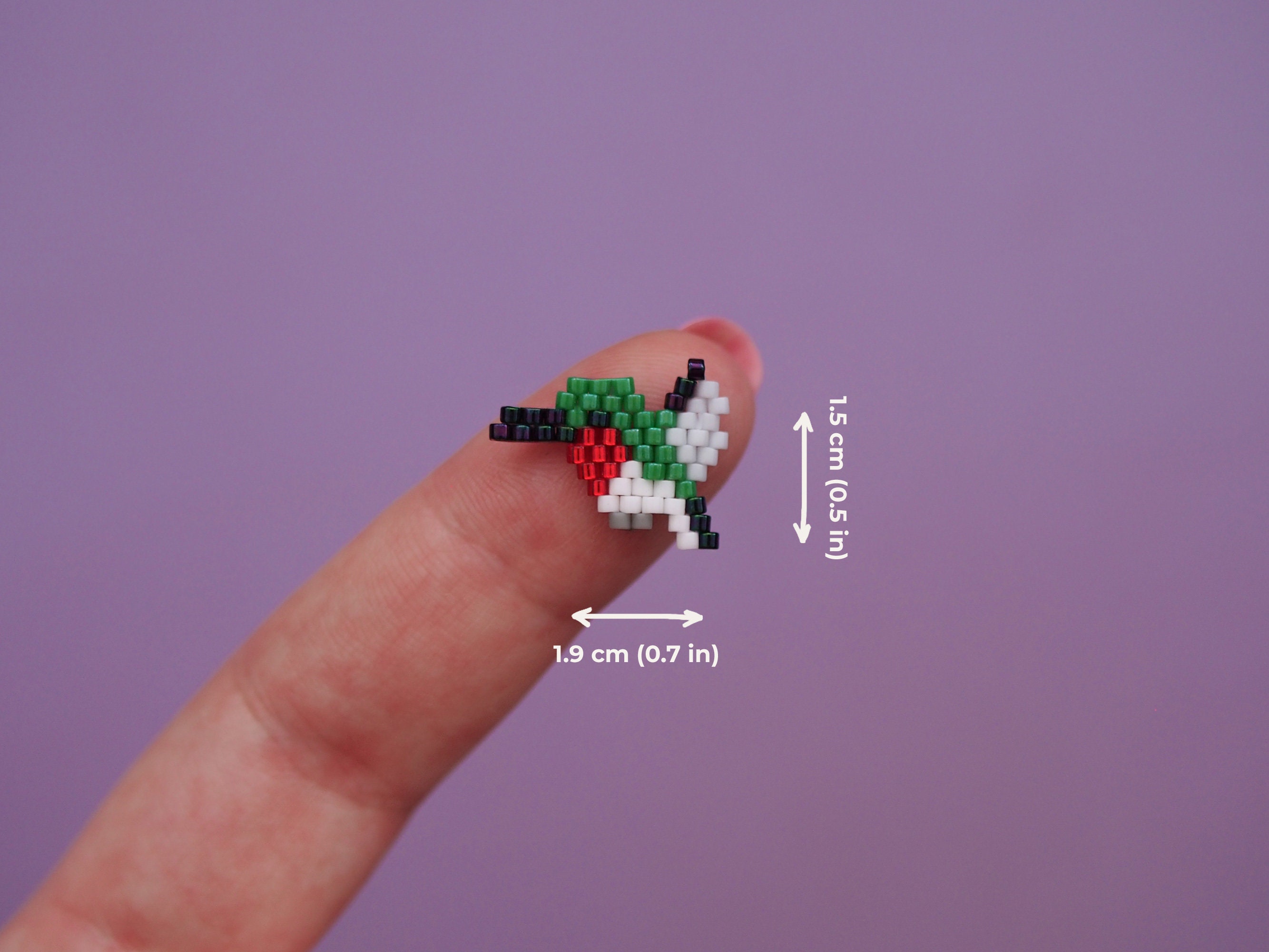 Hummingbird Brick Stitch Pattern, Mini Green Bird Peyote Stitch ...