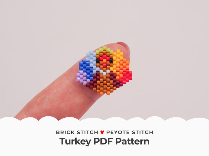Turkey Brick Stitch Pattern, Cute Thanksgiving Peyote Stitch Earrings ...