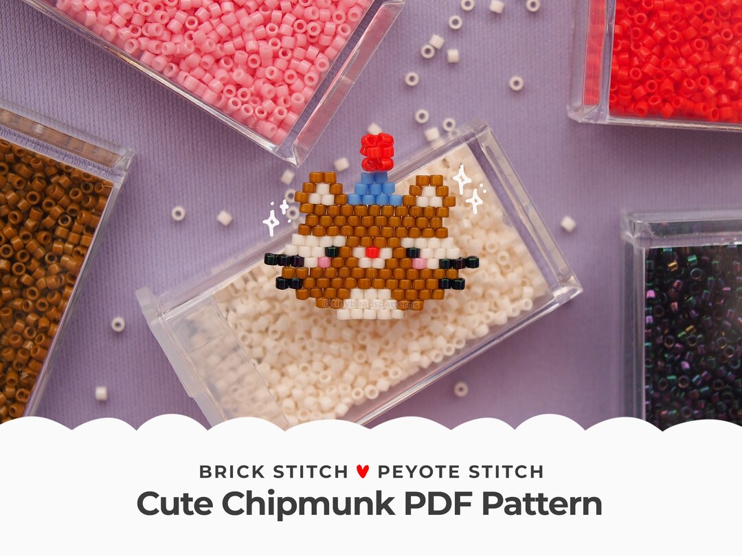Cute Chipmunk Charm, Brick Stitch Pattern, Squirrel Peyote Stitch ...
