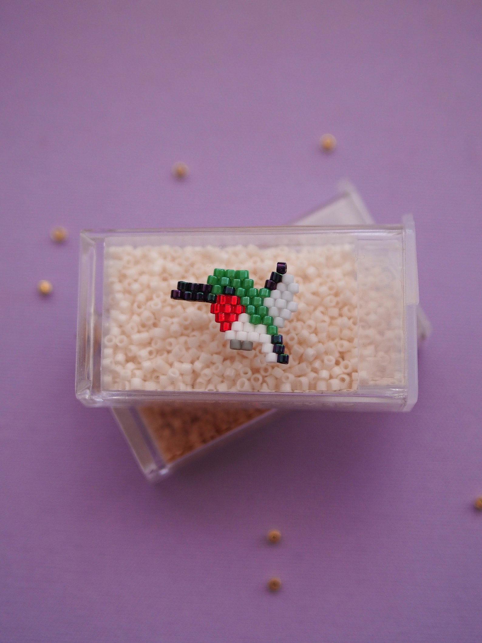 Hummingbird Brick Stitch Pattern, Mini Green Bird Peyote Stitch ...