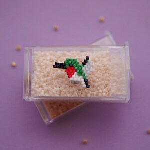 Hummingbird Brick Stitch Pattern, Mini Green Bird Peyote Stitch ...