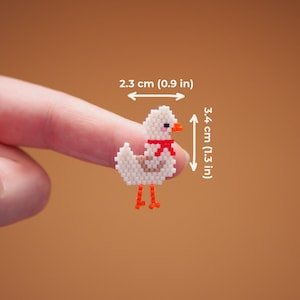 Goose Beaded Charm, Gosling Brick Stitch Pattern, DIY Peyote Stitch ...