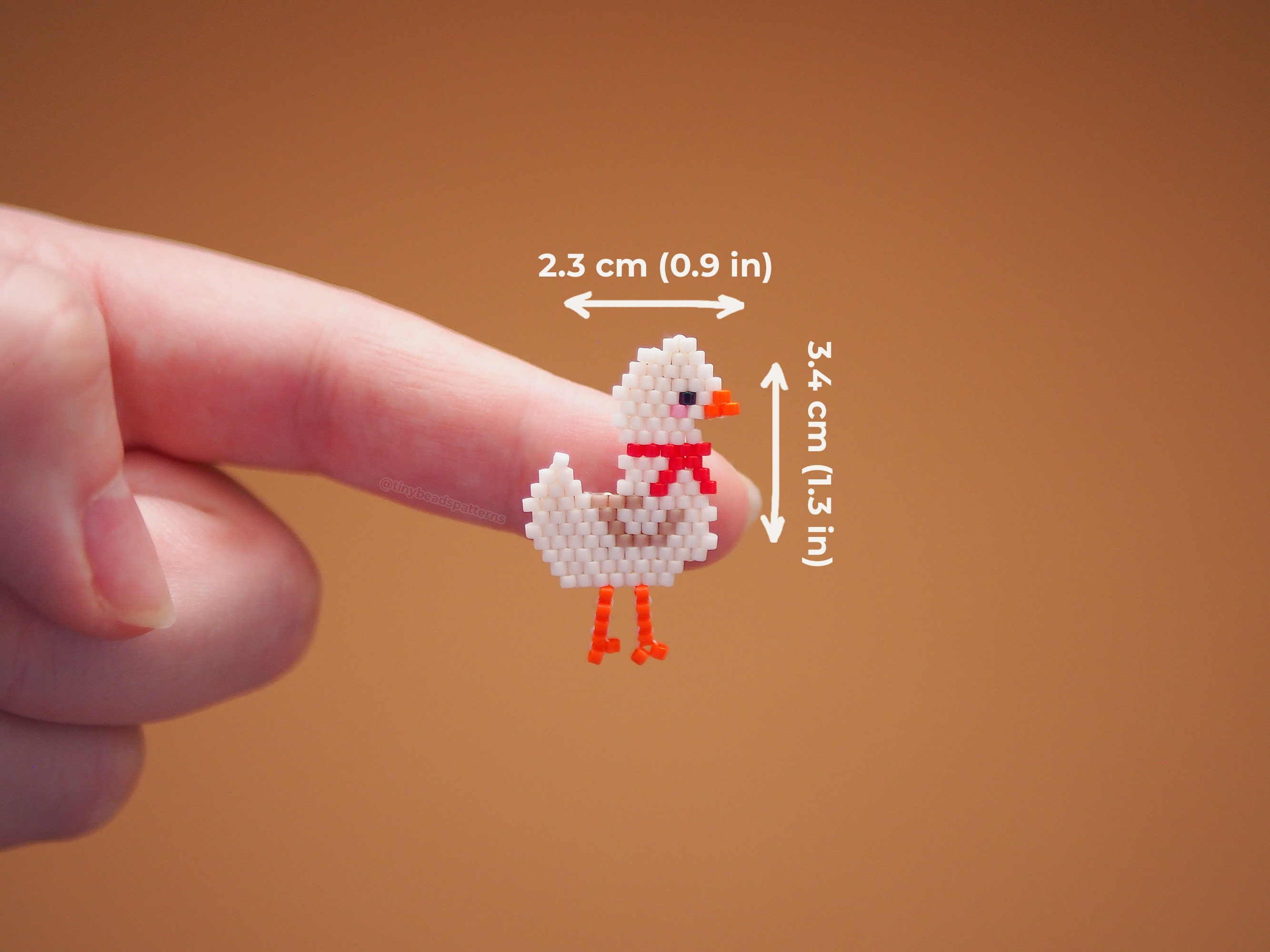 Goose Beaded Charm, Gosling Brick Stitch Pattern, DIY Peyote Stitch ...