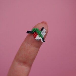 Hummingbird Brick Stitch Pattern, Mini Green Bird Peyote Stitch ...