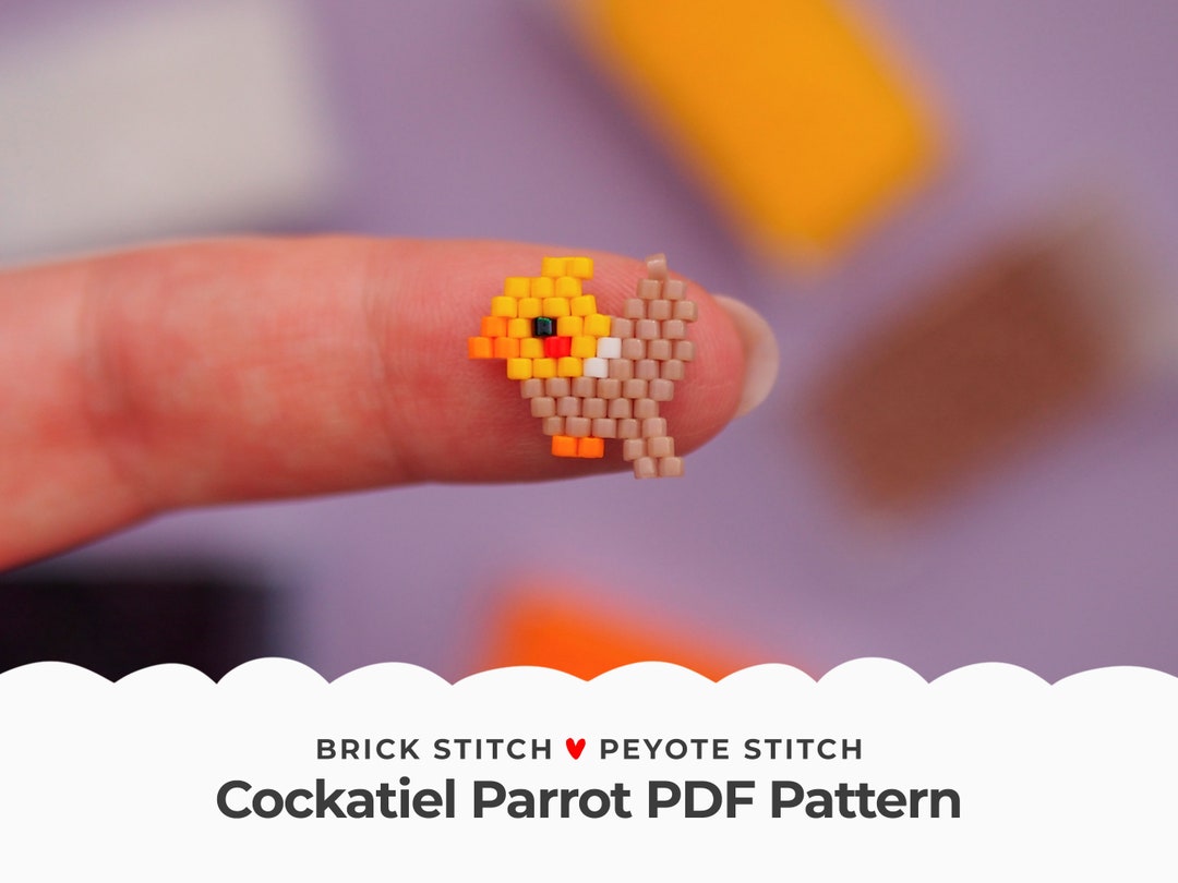 Cockatiel Parrot Brick Stitch Pattern, Cute Bird Peyote Stitch Earrings ...