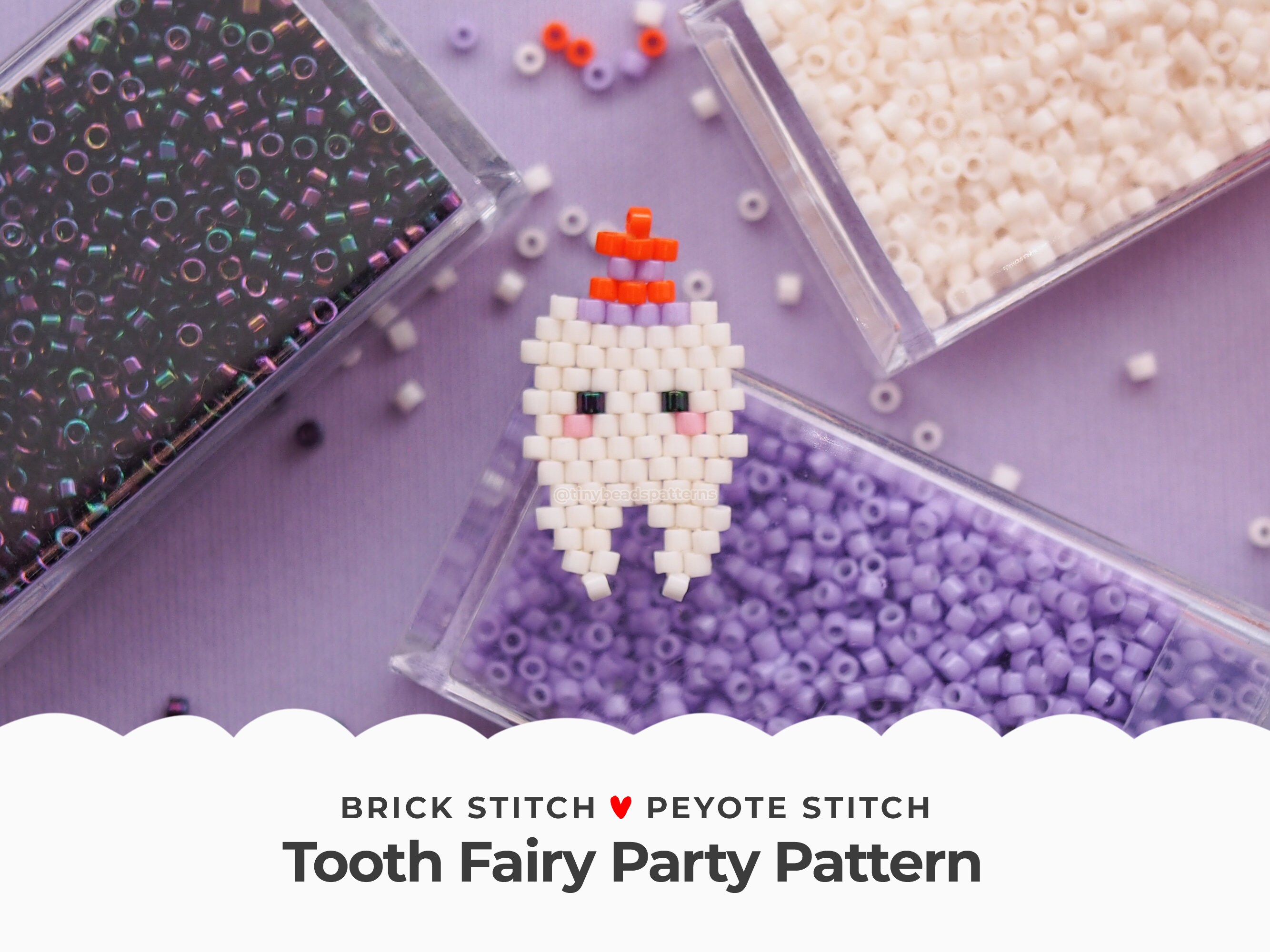 Free Tooth Fairy Party Charm, Last Minute Brick Stitch Pattern, Peyote ...