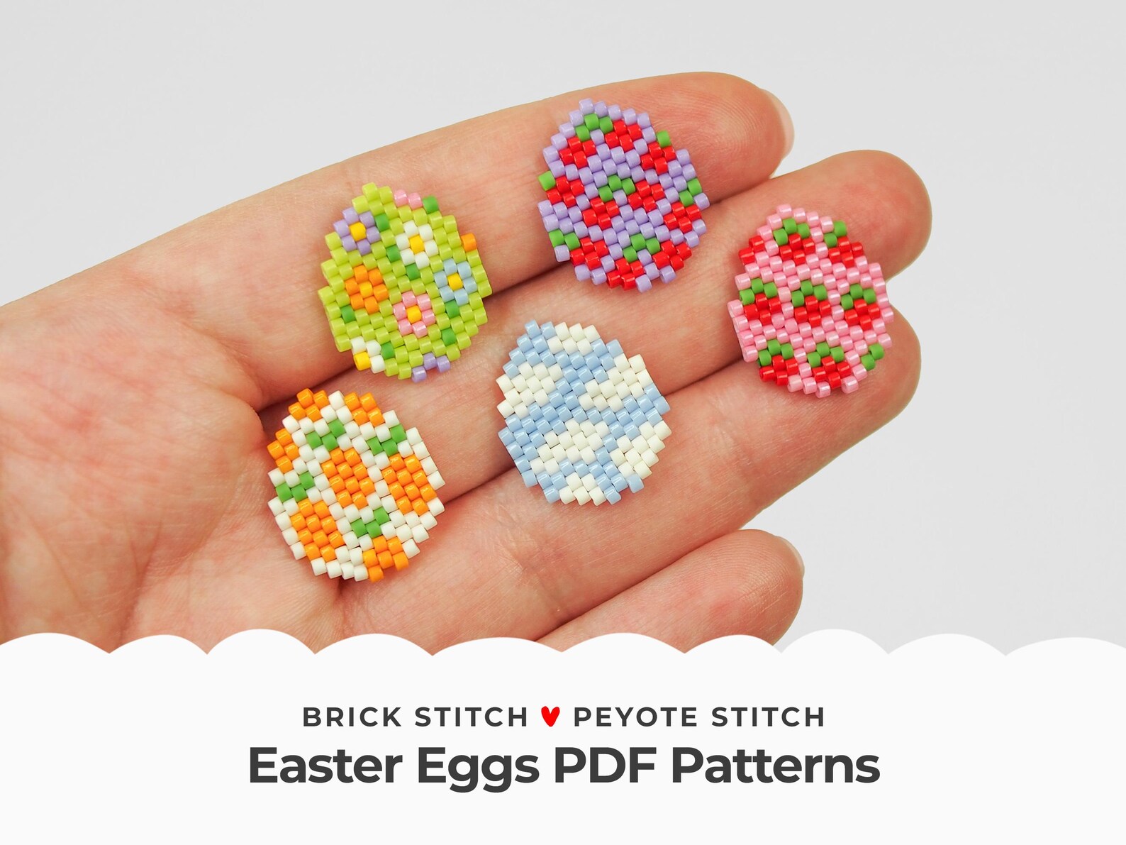 Easter Eggs Brick Stitch Pattern, Cherries Peyote Earrings Pattern for ...