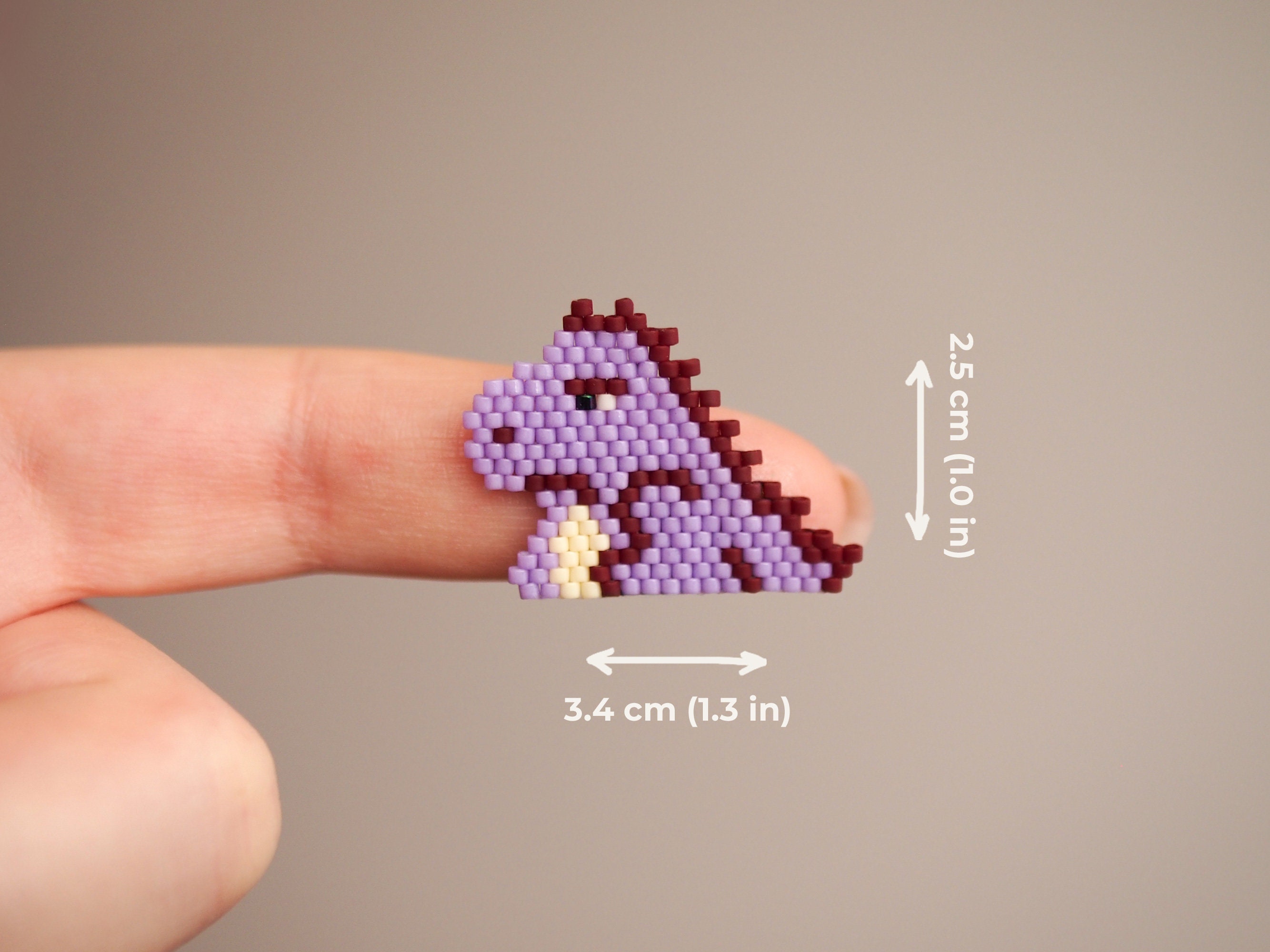 Purple Dino Brick Stitch Pattern, Fantasy Dragon Peyote Stitch Charm ...