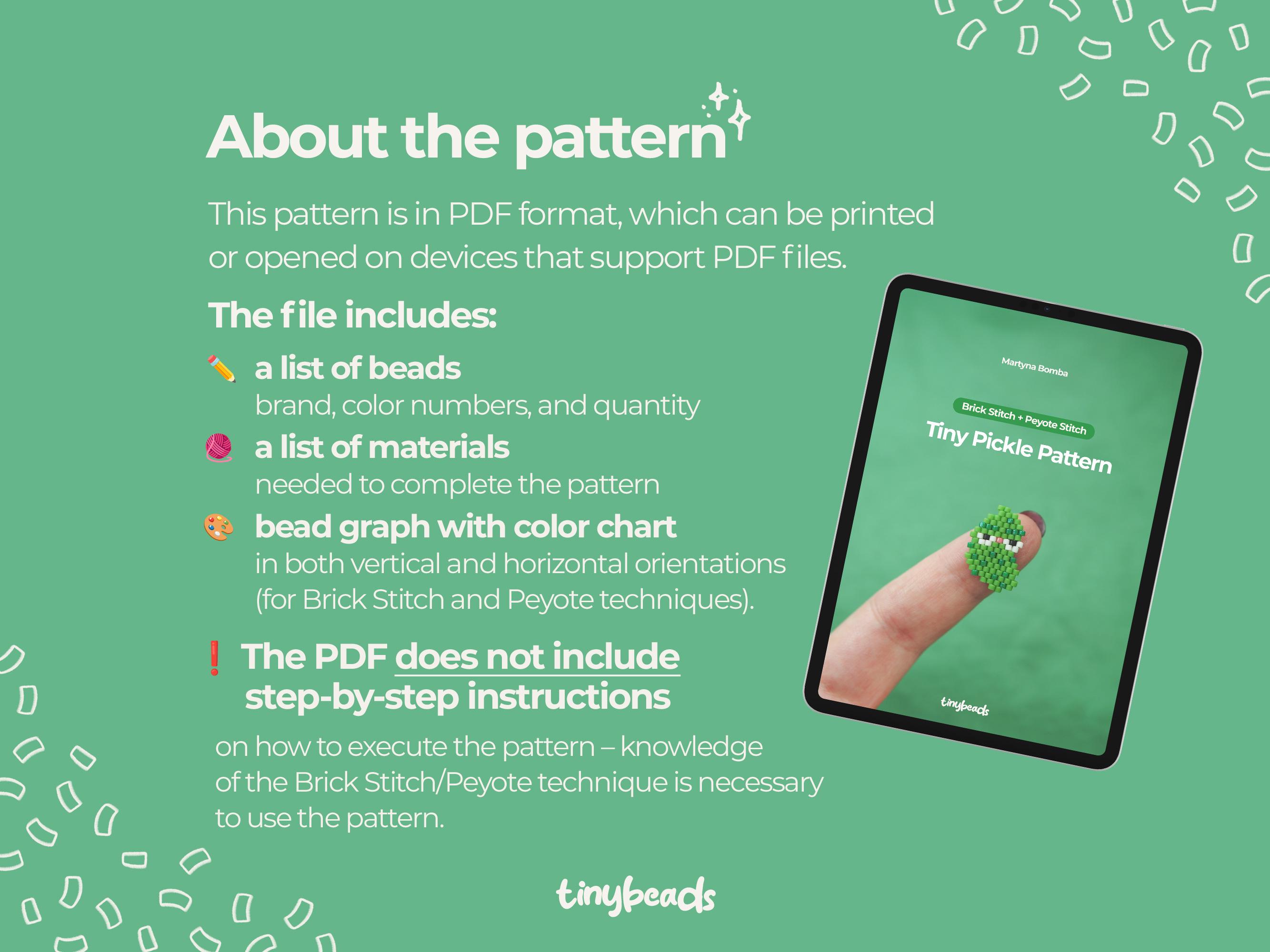 Tiny Pickle Brick Stitch Pattern for DIY Beaded Charms, Cucumber Peyote ...