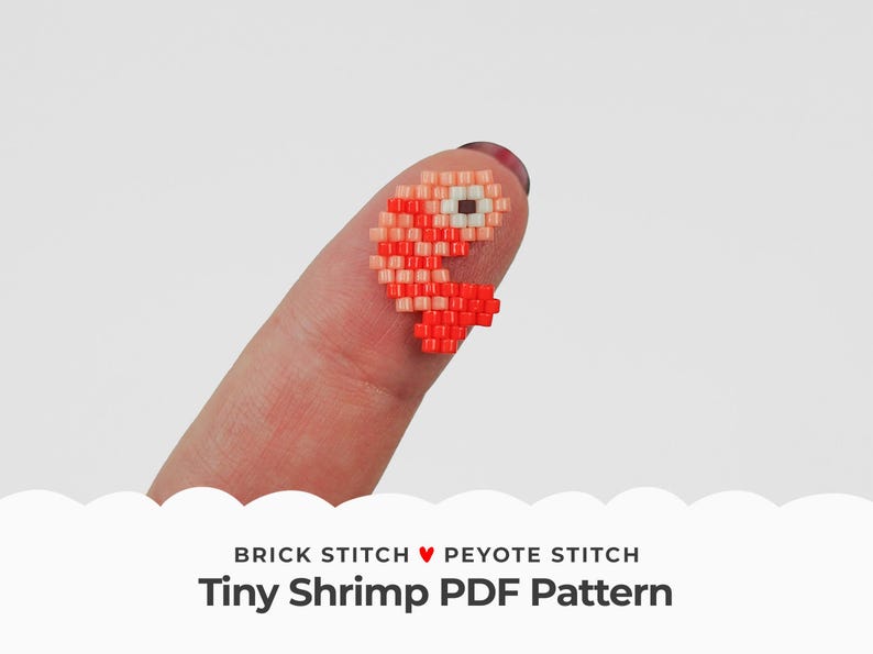 Tiny Shrimp Brick Stitch Pattern for DIY Beaded Crayfish Charms or ...