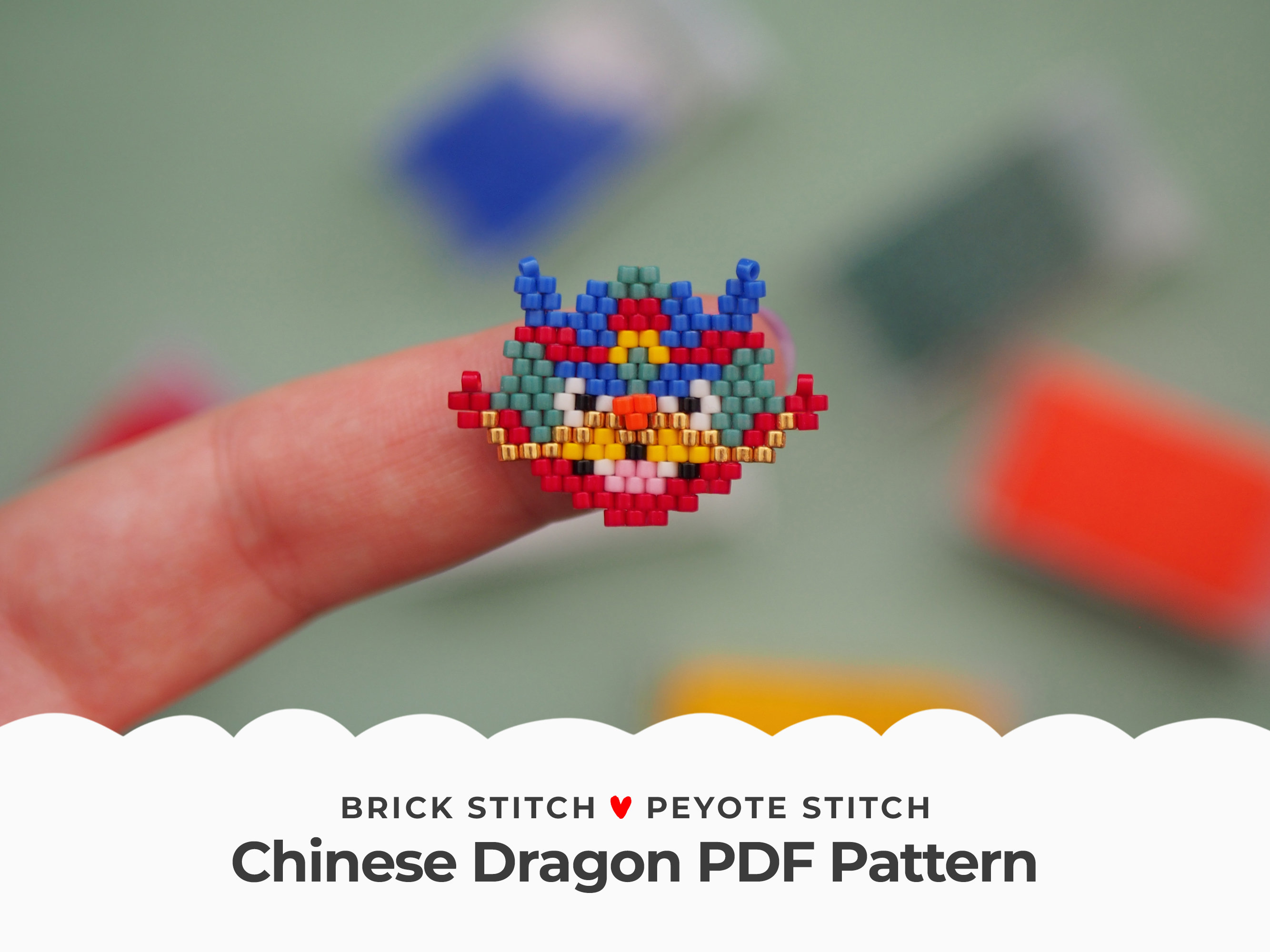 Chinese Dragon Brick Stitch Pattern, Lunar New Year Peyote Stitch ...