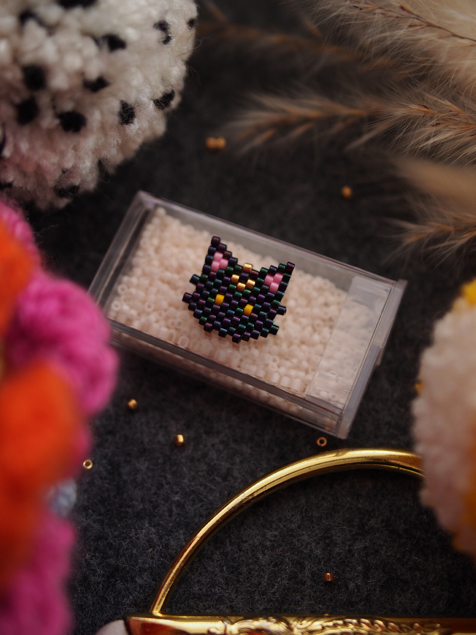 Witch Cat Brick Stitch Pattern, Mini Halloween Peyote Stitch Earrings ...