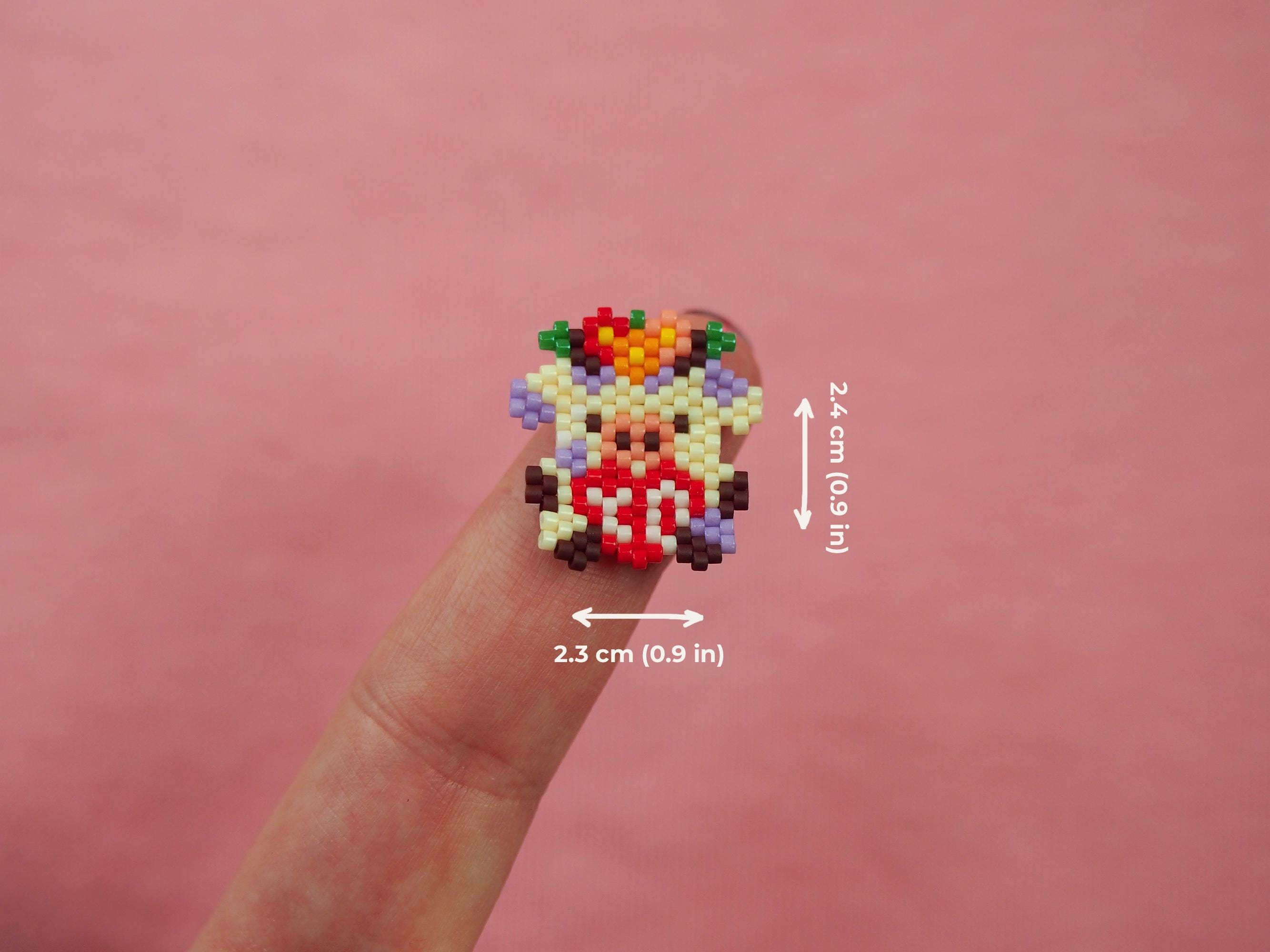 Highland Cow Brick Stitch Pattern for Valentine’s Day Ita Bag Charm or Cattle Heart Peyote ...