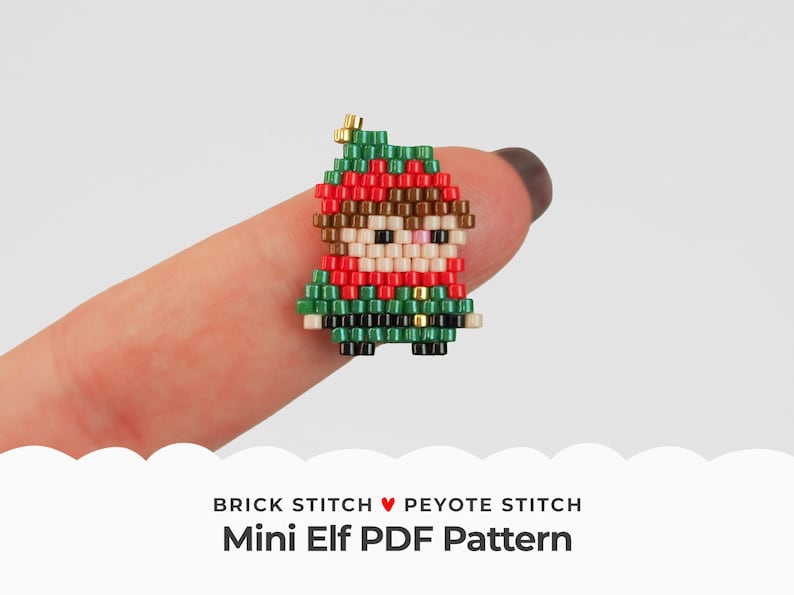 Mini Elf Brick Stitch Pattern for Christmas Peyote Stitch Earrings ...