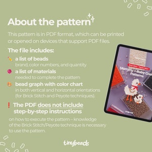 Goose Beaded Charm, Gosling Brick Stitch Pattern, DIY Peyote Stitch ...