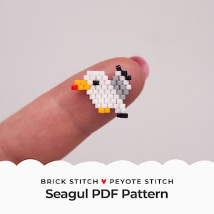 Seagull Brick Stitch Pattern, Mini Sea White Bird Peyote Stitch ...