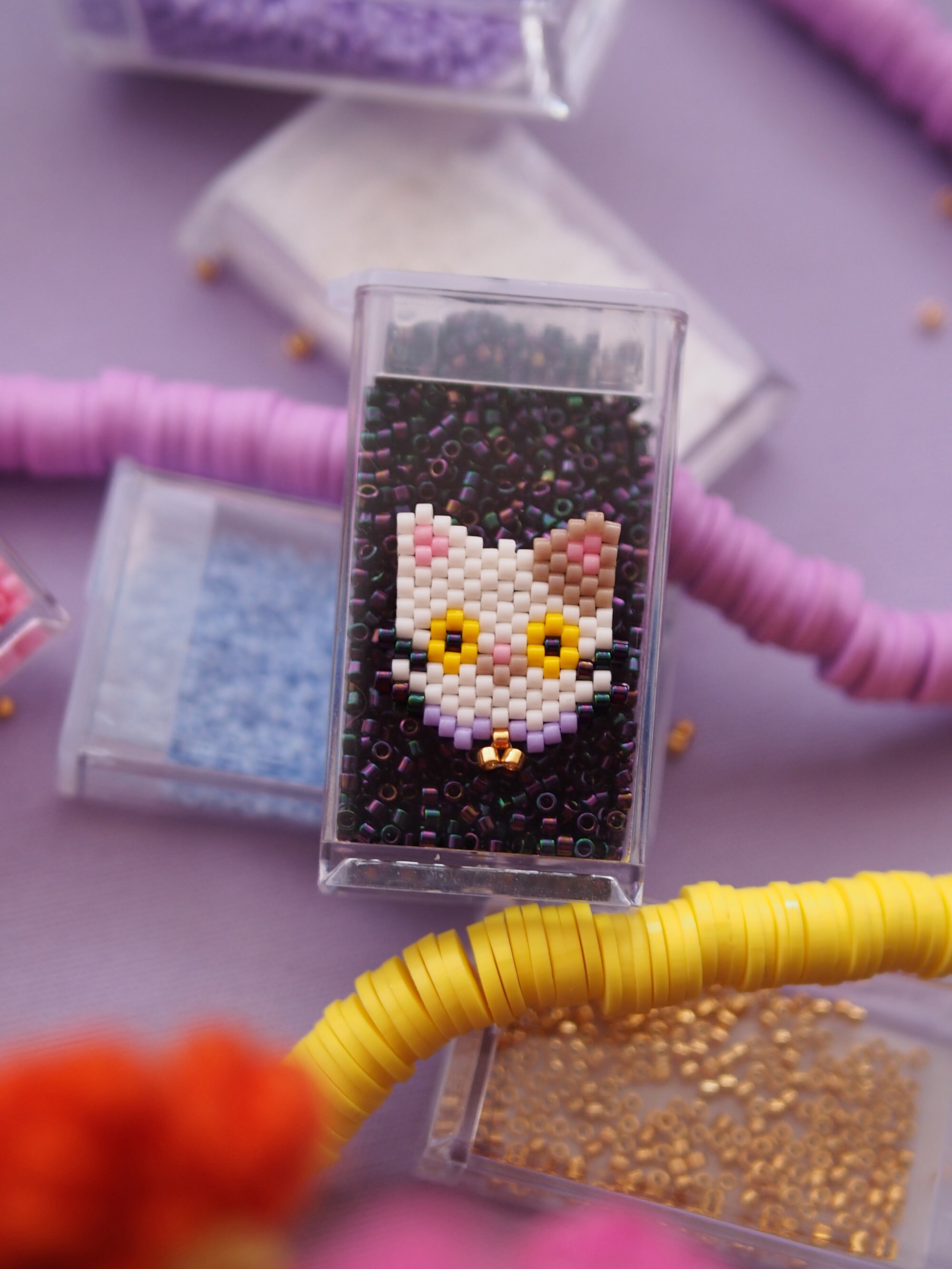 White Cat Brick Stitch Pattern, Cute Animal Peyote Stitch Earrings ...