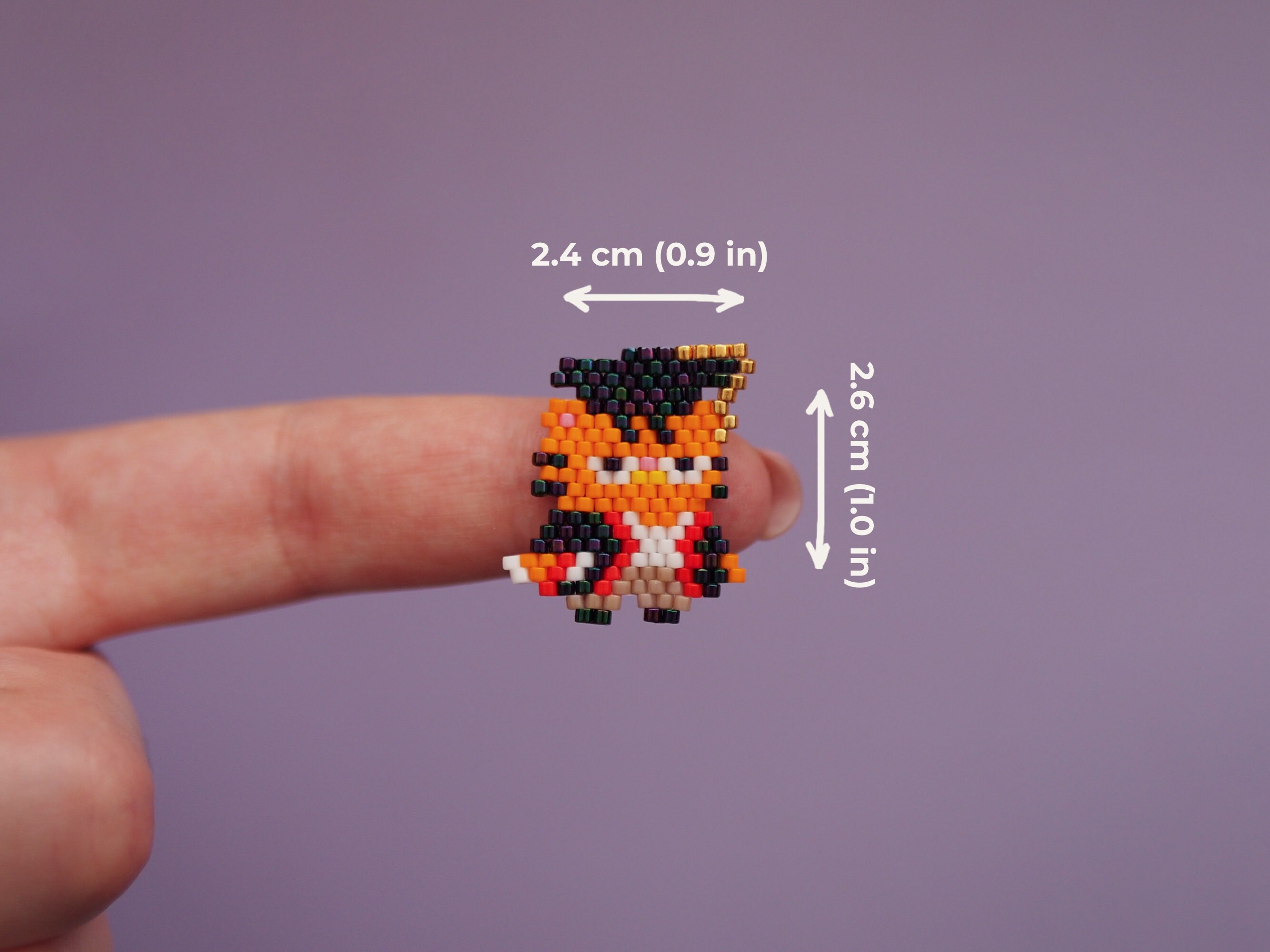 Graduation Day Tiger Brick Stitch Pattern, Ginger Cat Student Peyote ...