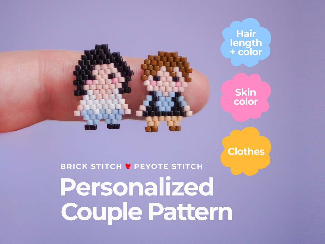Personalized Couple Brick Stitch Pattern, Seed Beads Diagram Used to ...