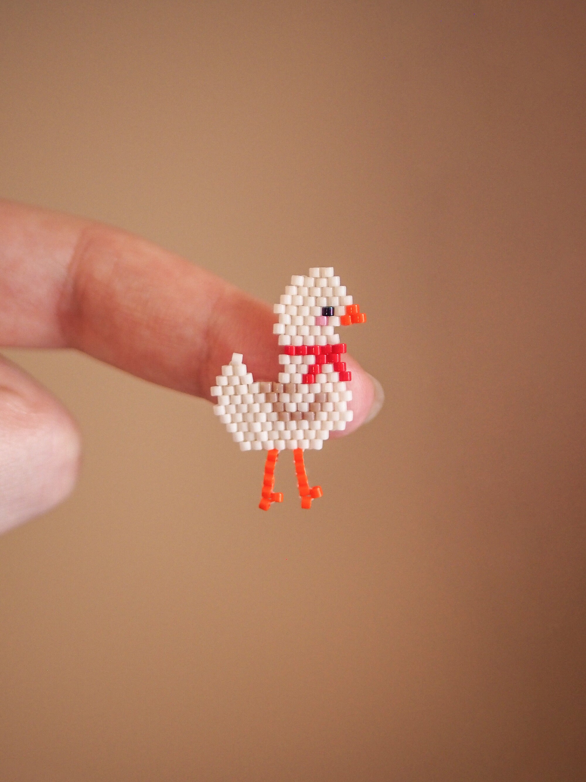 Goose Beaded Charm, Gosling Brick Stitch Pattern, DIY Peyote Stitch ...