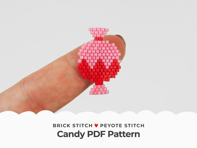 Pink Candy Brick Stitch Pattern for DIY Beaded Charms, Cute Bonbon ...