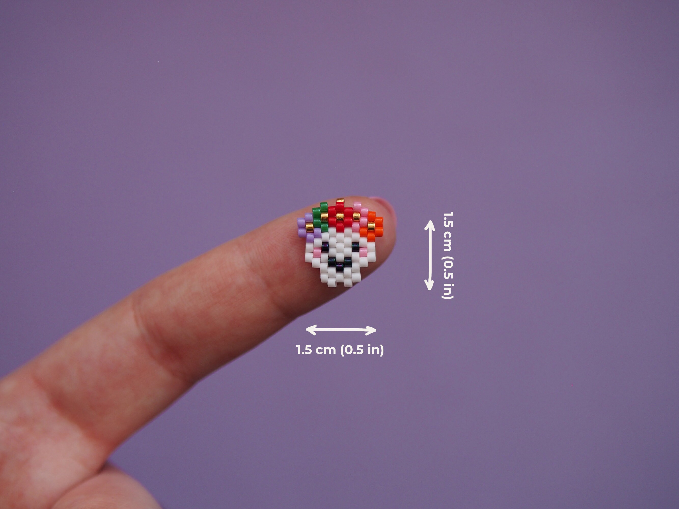 Dia De Los Muertos Skull With Flowers Brick Stitch Pattern, Mini ...