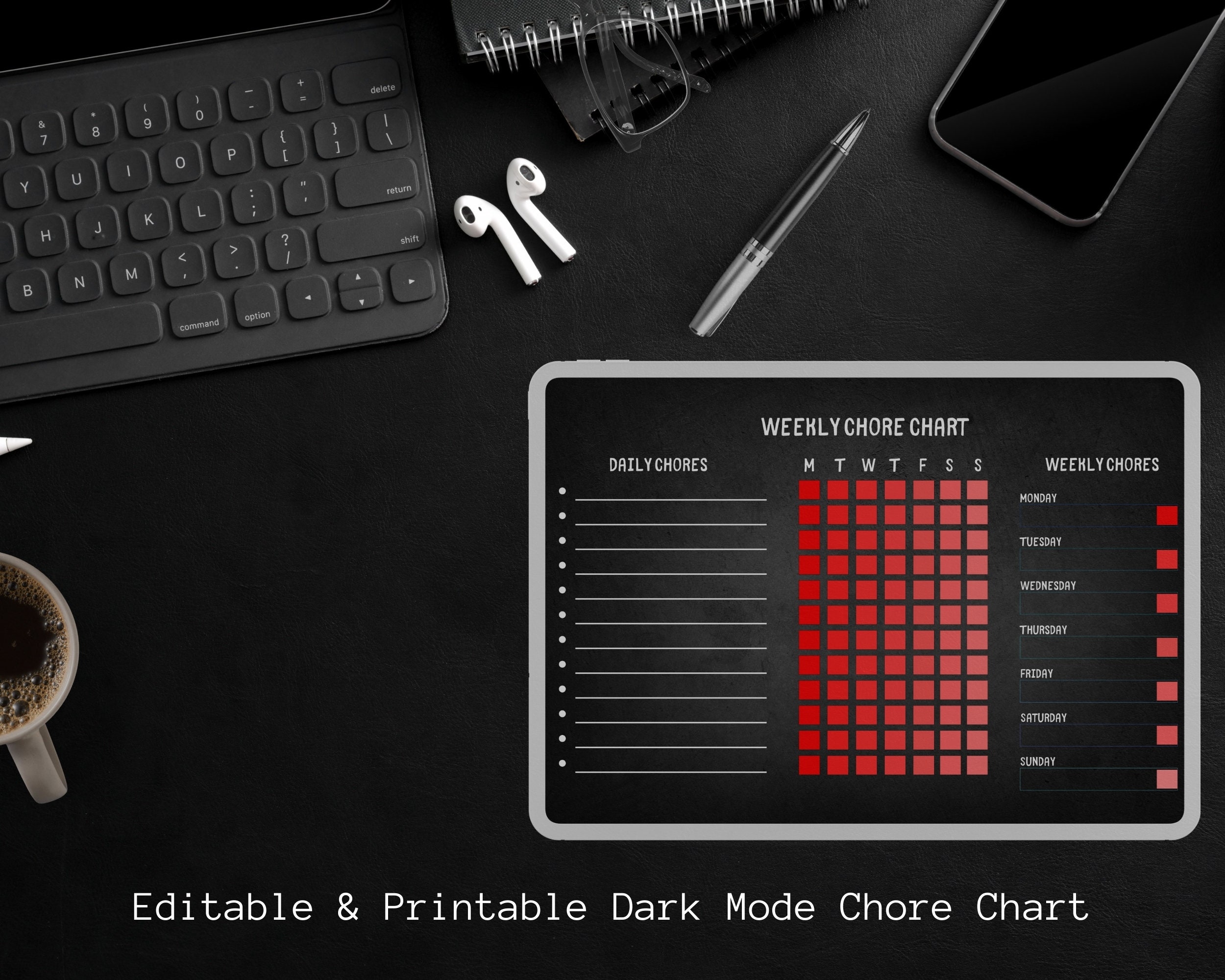 Editable Chore Chart | Monthly Chart | Routine Chart | Digital Download ...