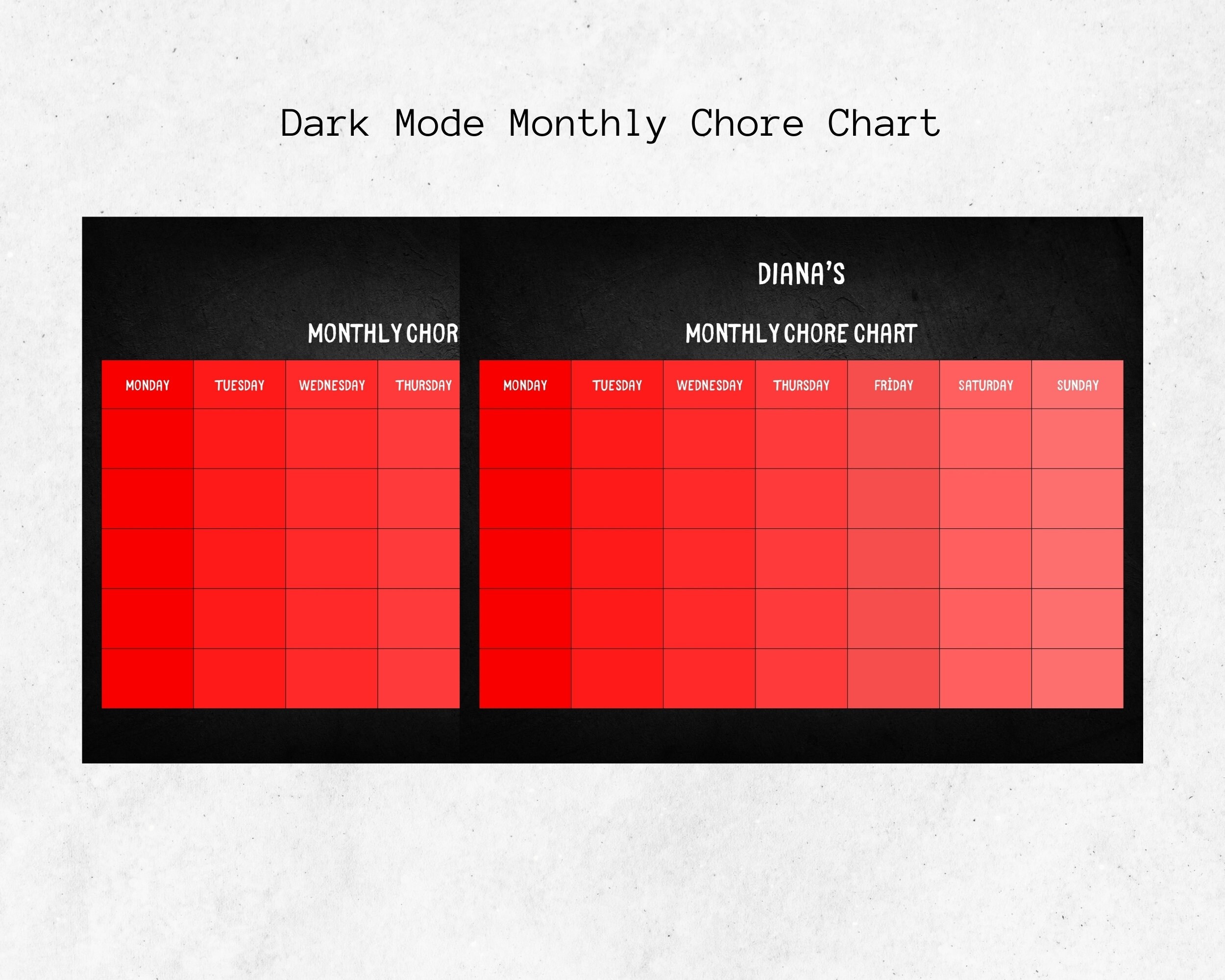 Editable Chore Chart | Monthly Chart | Routine Chart | Digital Download ...