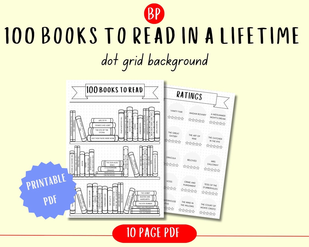 100 Books to Read Read in a Lifetime Reading Tracker Grid Background - Etsy