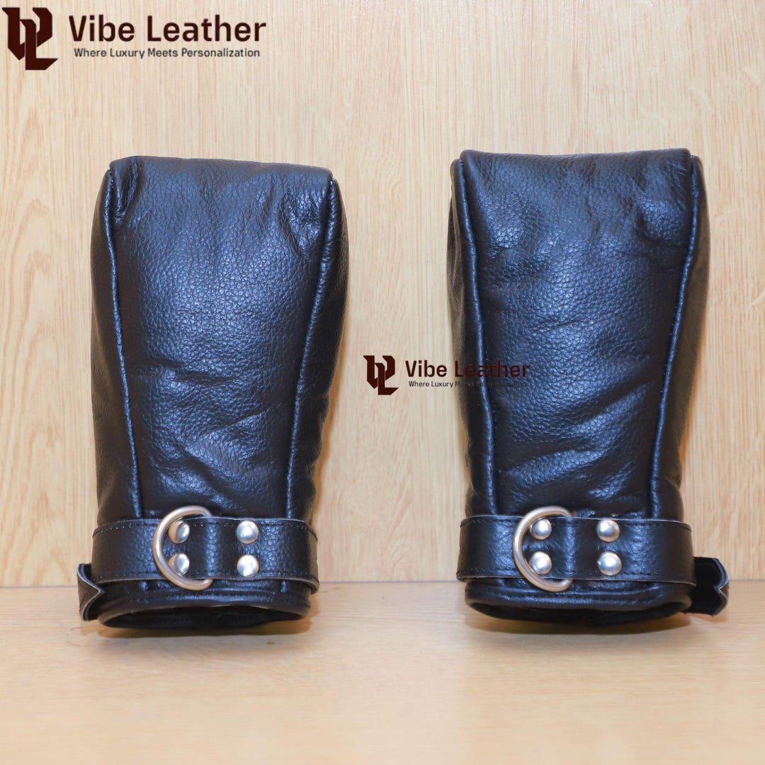 Cow Hide Leather Fist Mitts Gloves Genuine Leather Mittens Soft Padded ...