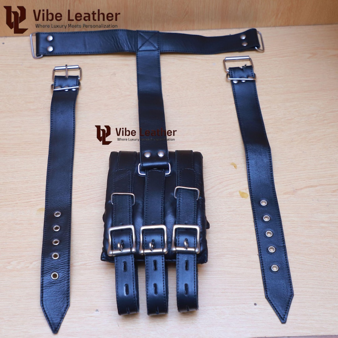 Genuine Cowhide Leather Wrist & Bicep Cuffs Full Body Leather Bondage ...