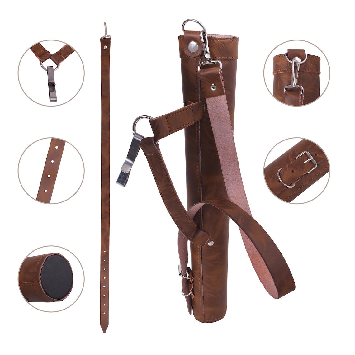 Back Arrow Quiver Genuine Cow Leather Arrow Holder Traditional Quivers ...