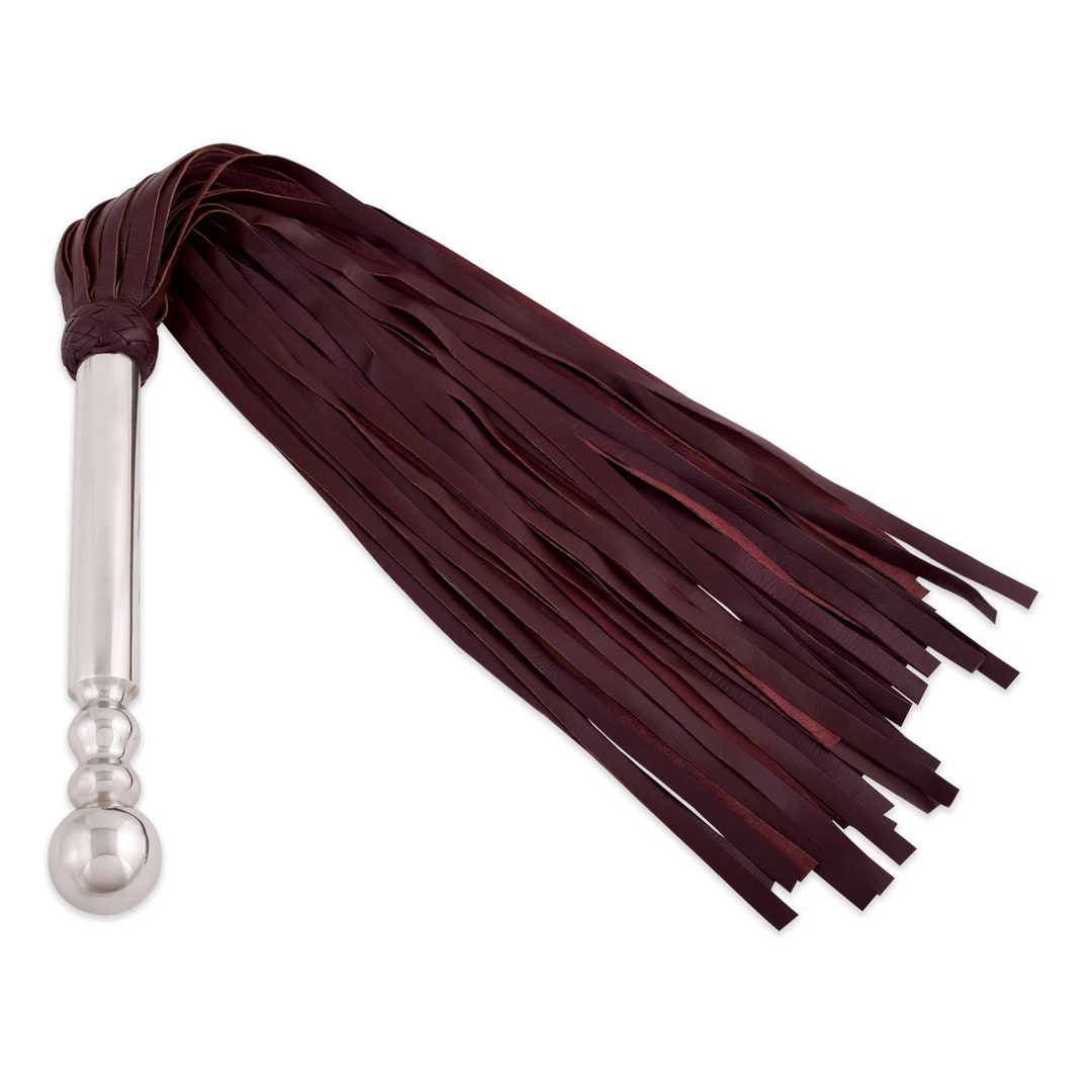 50 Tails Real Leather Flogger With Steel Handle for Flogging and Role ...