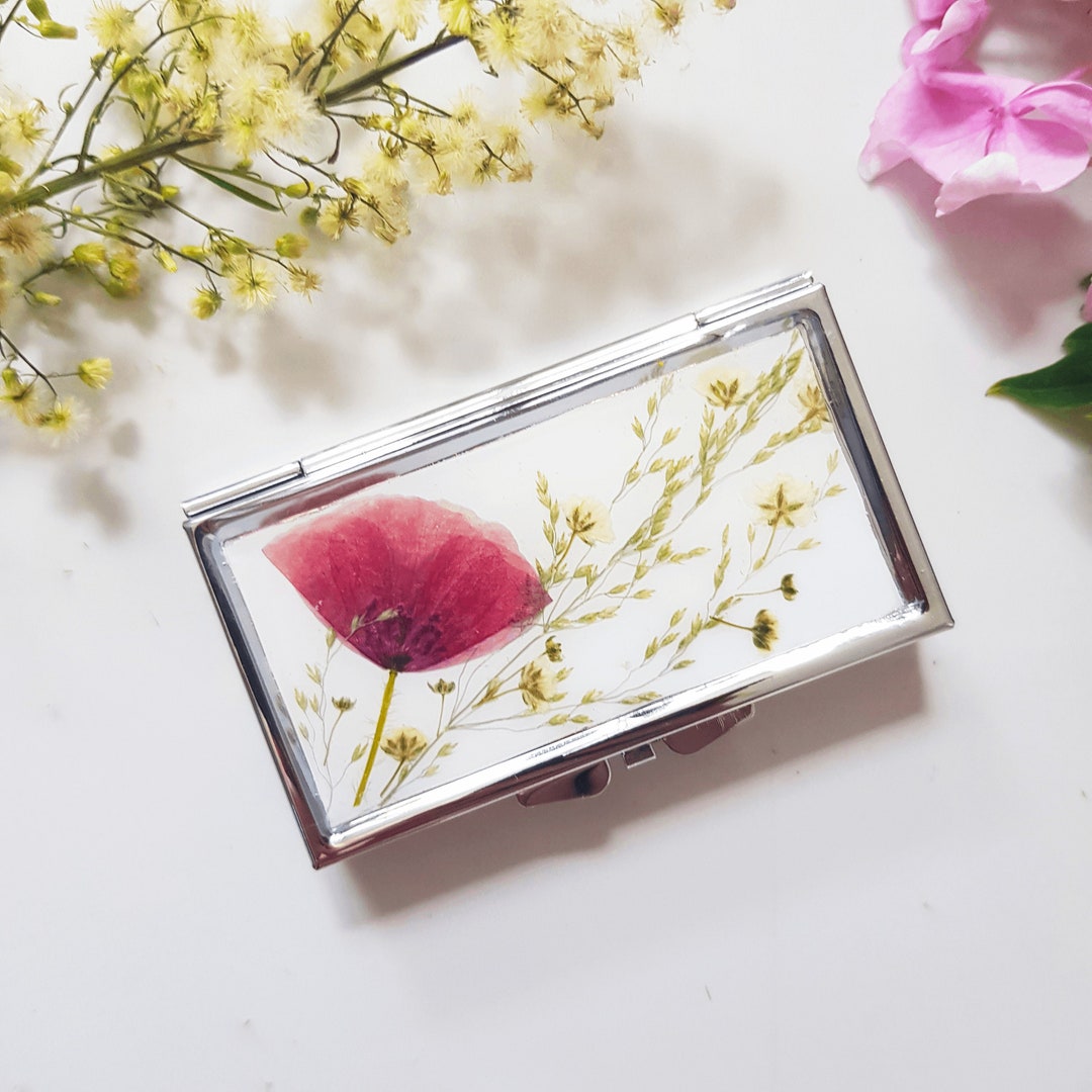 Pill Box 7 Day Case With Real Wild Flowers, Cute Pill Box, Weekly Pill ...
