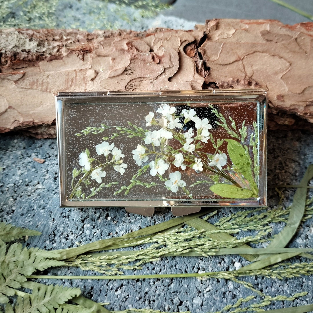 Flower Pill Case With White Forget Me Nots, Pill Box, 7 Day Pill Box ...