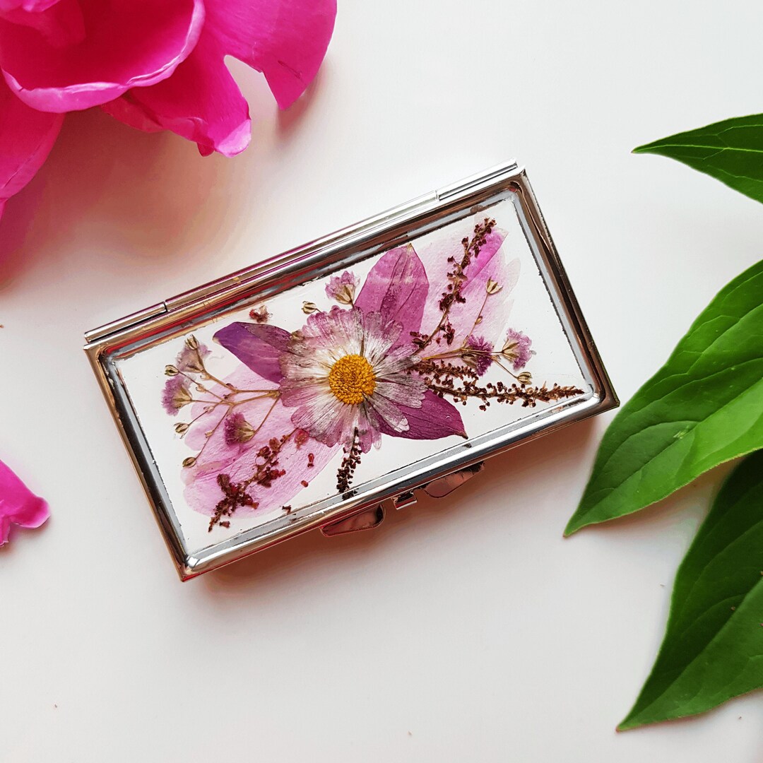 Pill Box 7 Day Case With Real Wild Flowers, Cute Pill Box, Weekly Pill ...