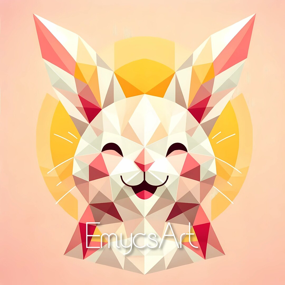 Abstract Geometric Easter Bunny - Digital Art - Etsy