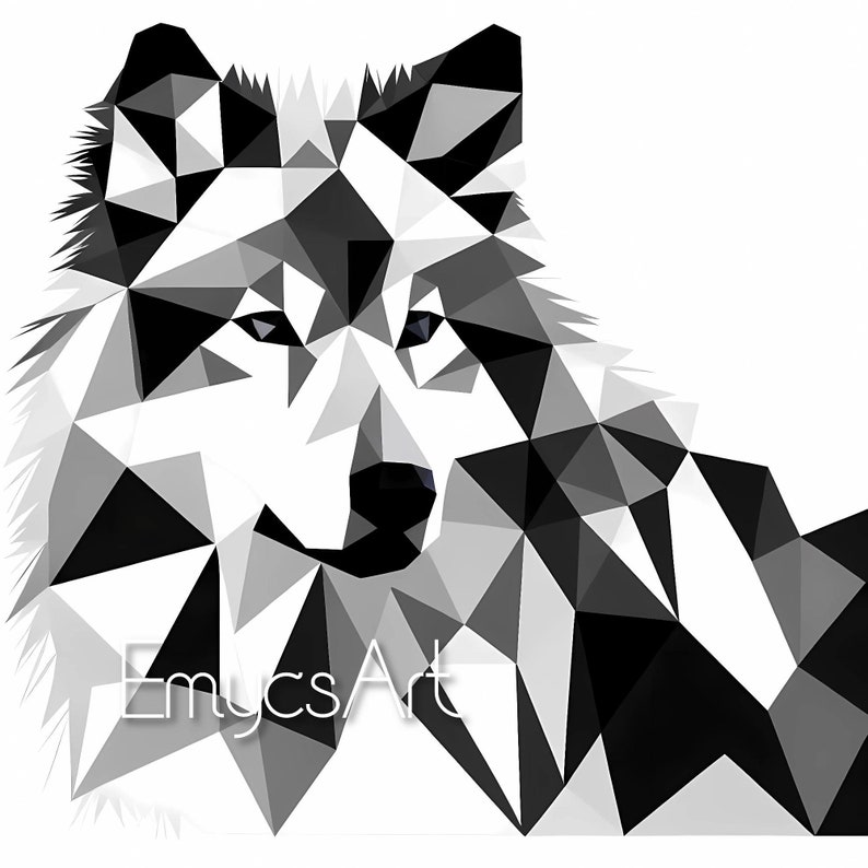 Majestic Wolf - Abstract Geometric Digital Art - Etsy