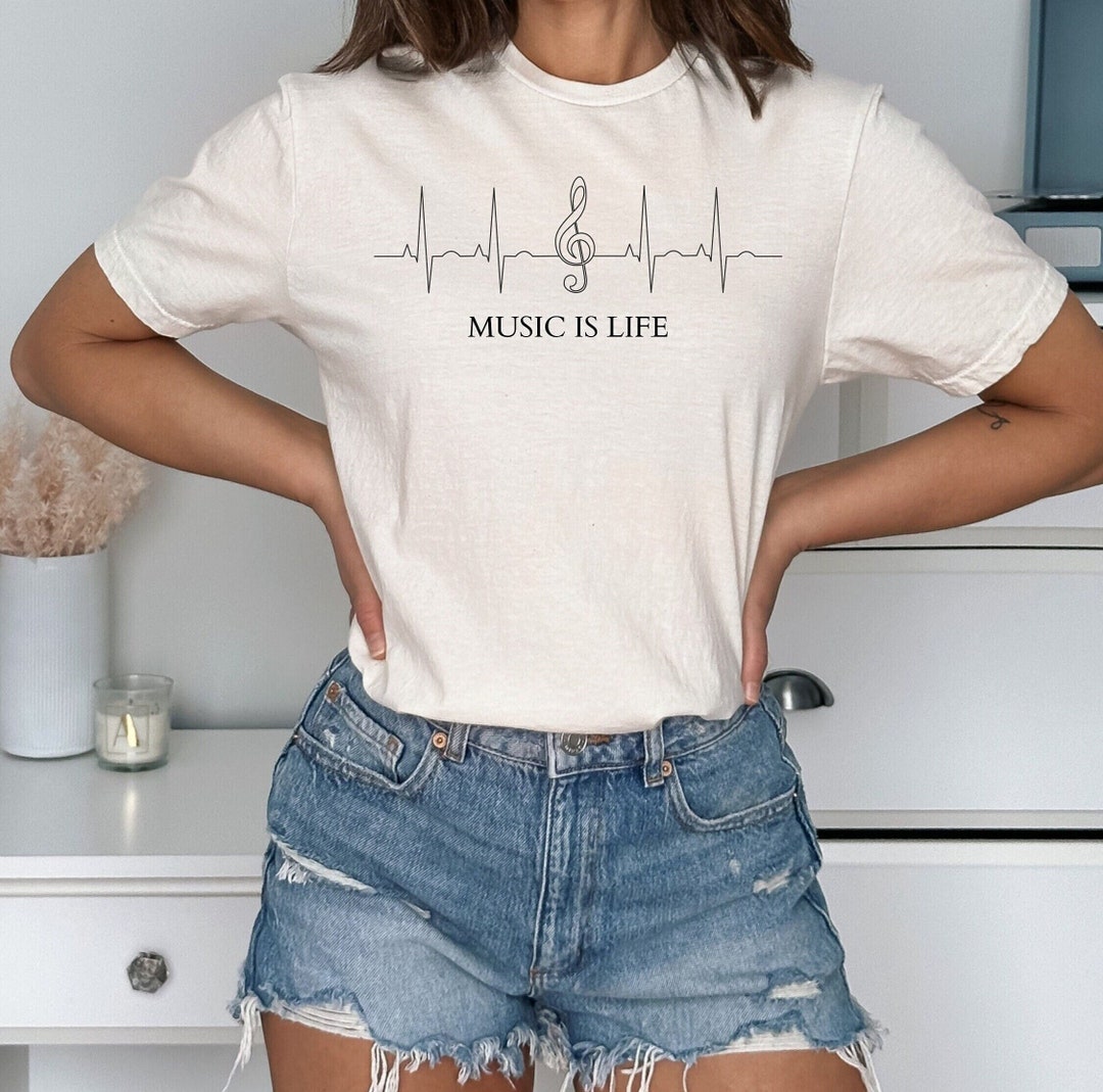 Music is Life T-shirt, Support Live Music, Note Beat Graphic Tee, Music ...