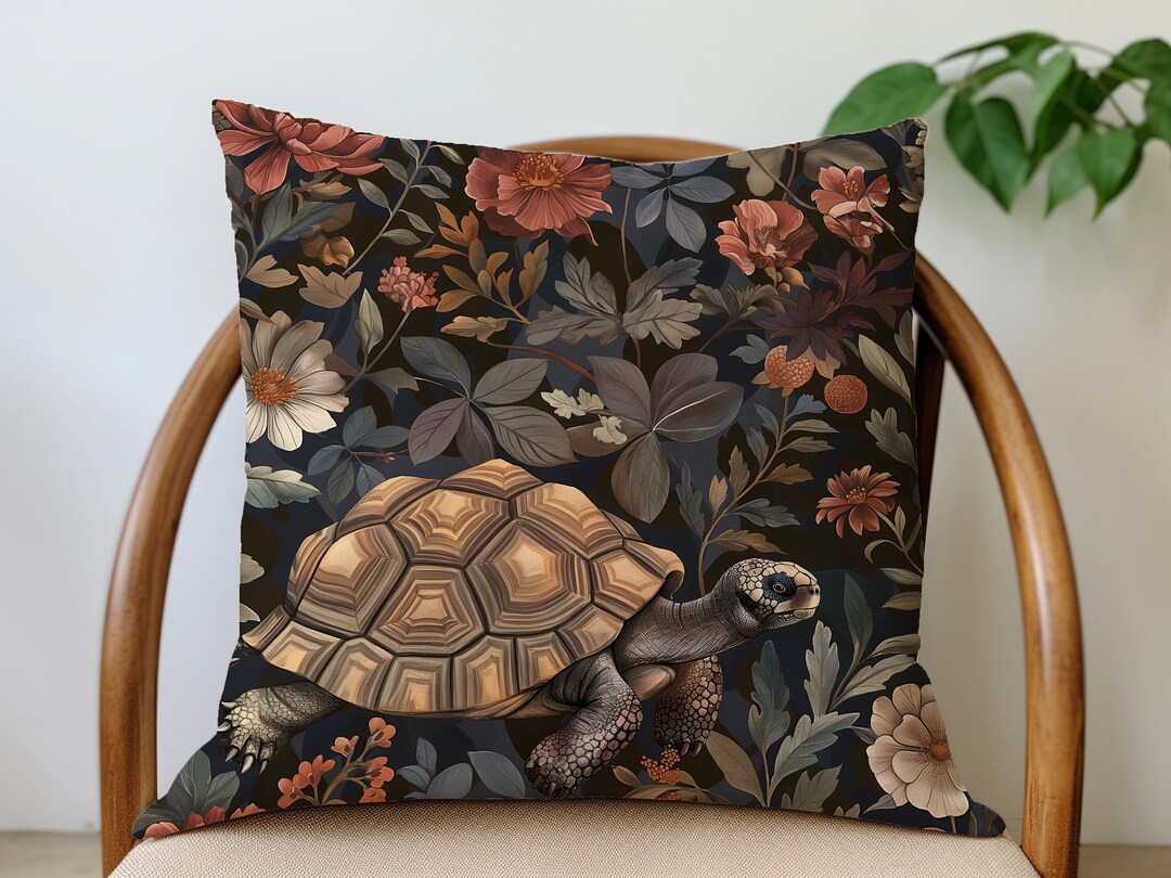 Tortoise Dark Floral Print Pillowcase William Morris Muted Brown White ...