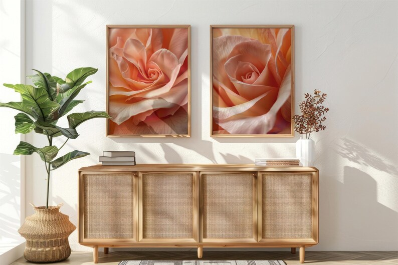 Radiant Peach Rose Digital Art Set - Etsy