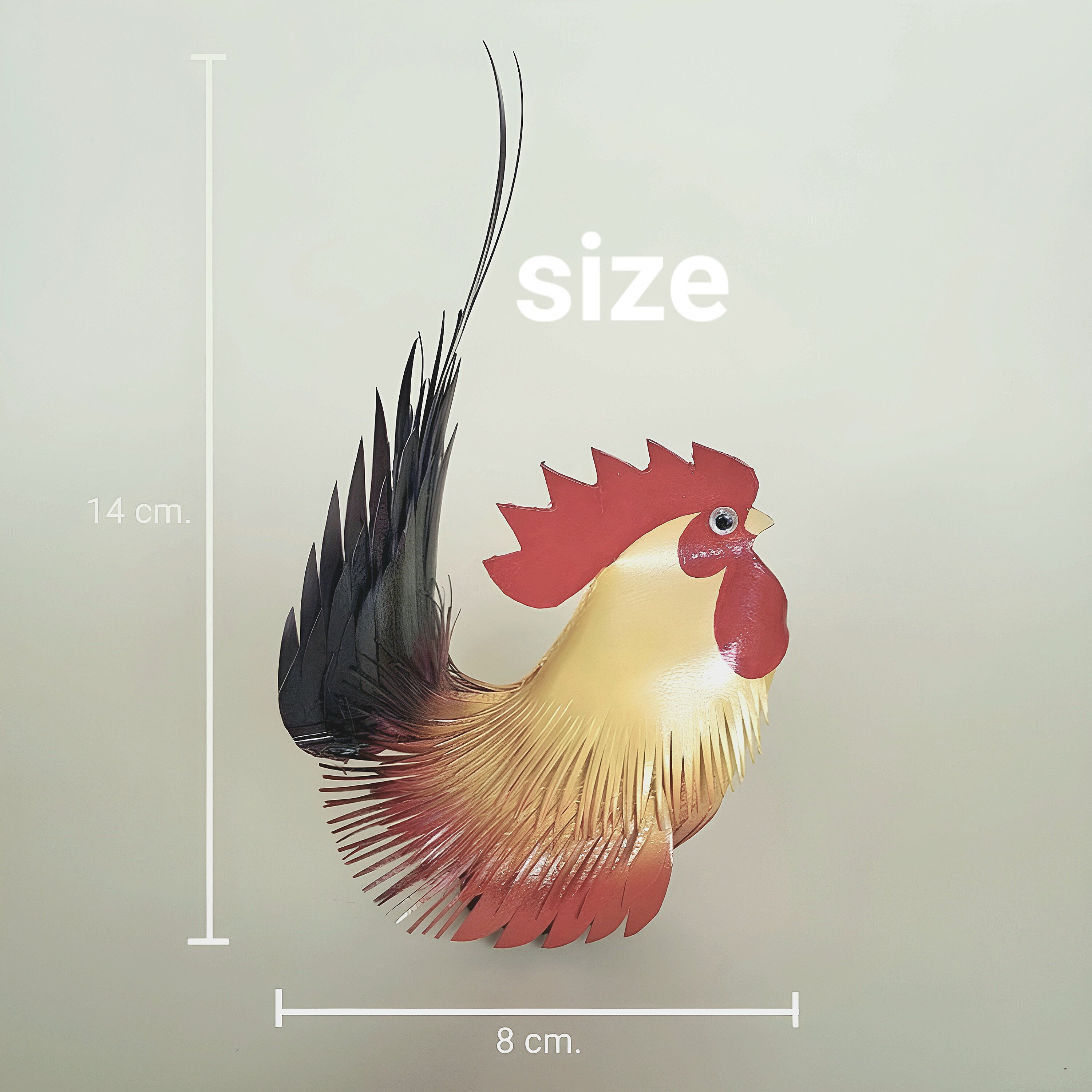 Unique Handmade Lucky Thai Bantam Chicken Figurine Yellow & Black ...