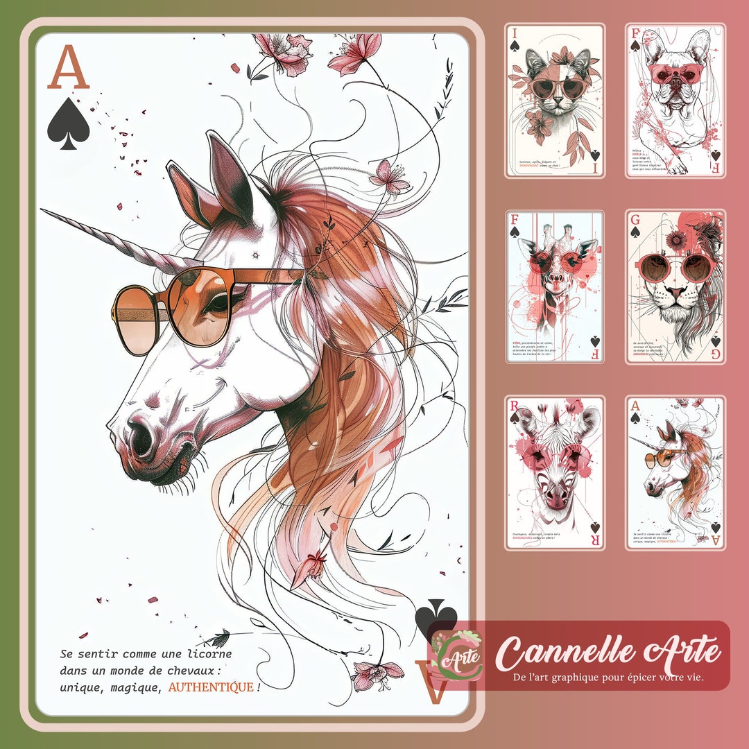 Set of 6 Printable Posters With Inspiring Text. Card Game and Animals ...
