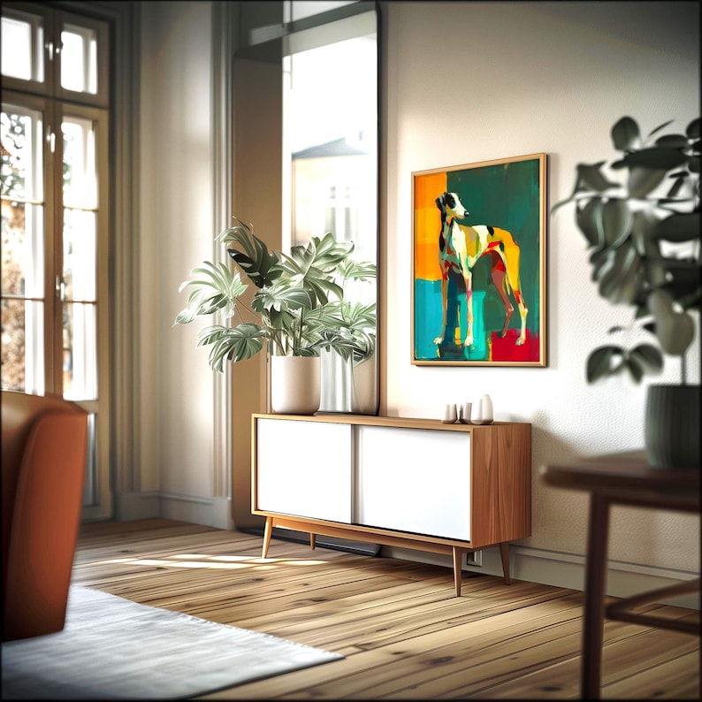 Abstract Wall Art Whippet Greyhound Dog Painting, Modern Minimalist ...